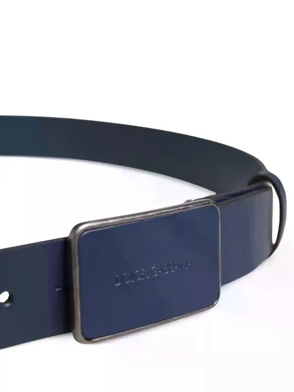 Dolce & Gabbana Logo Plaque Leather Belt
