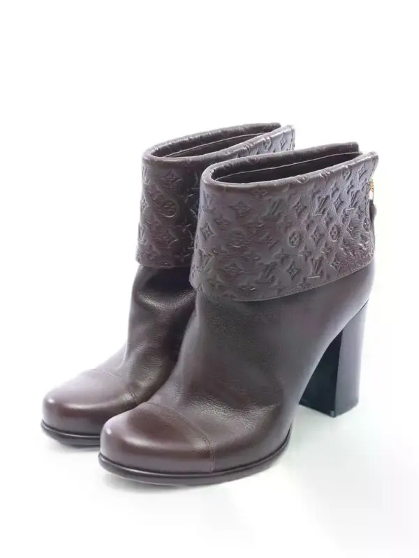 LOUIS VUITTON Monogram-embossed Ankle Boots