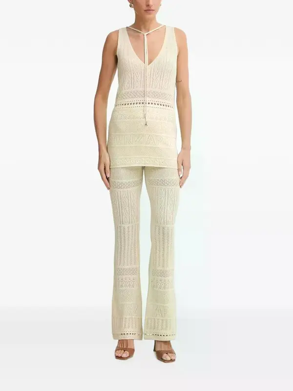 Patrizia Pepe Crochet Knit V-neck Top