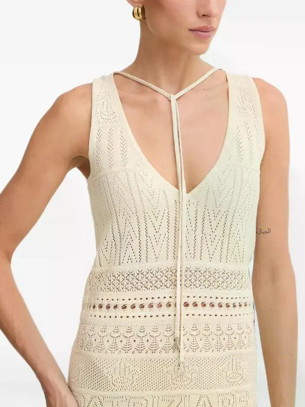 Patrizia Pepe Crochet Knit V-neck Top