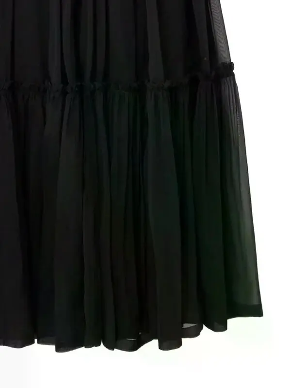 Saint Laurent Tiered Silk Maxi Skirt - Black