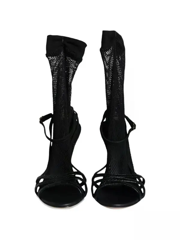 Dolce & Gabbana Mesh Panelled Leather Heeled Sandals