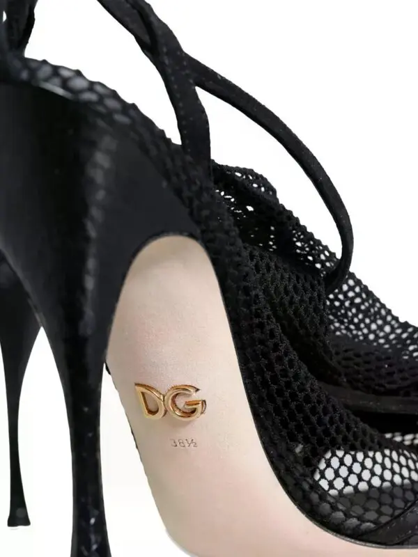 Dolce & Gabbana Mesh Panelled Leather Heeled Sandals