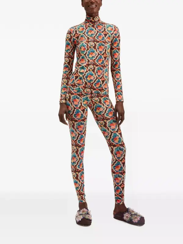 La DoubleJ Floral-print Leggings - Brown