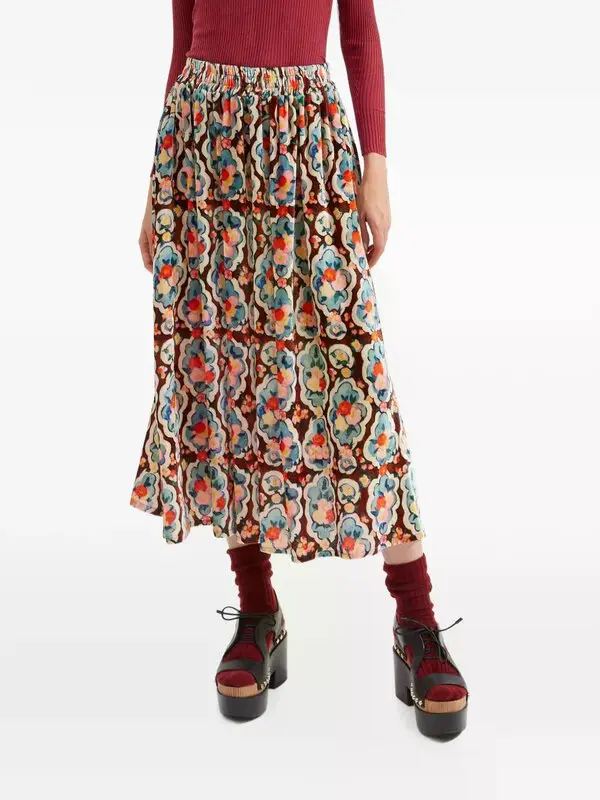 La DoubleJ A-line Silk Velvet Sablé Skirt