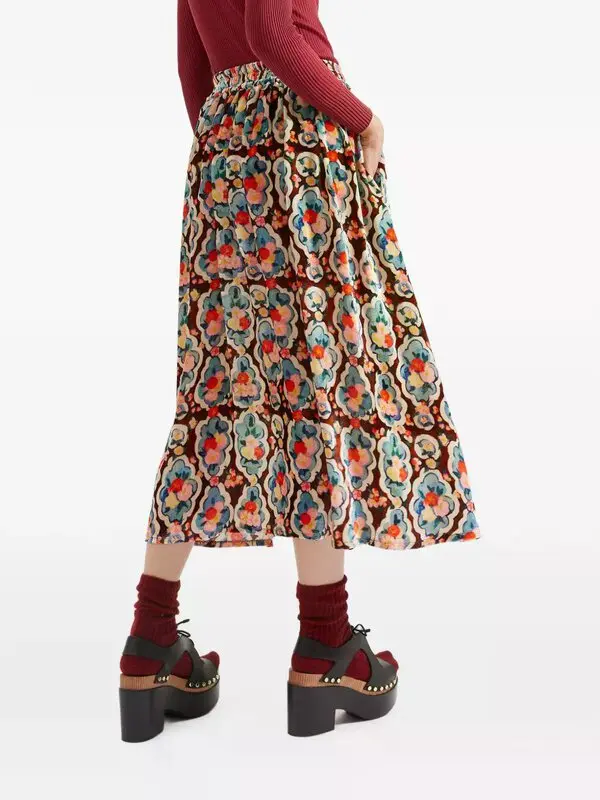 La DoubleJ A-line Silk Velvet Sablé Skirt