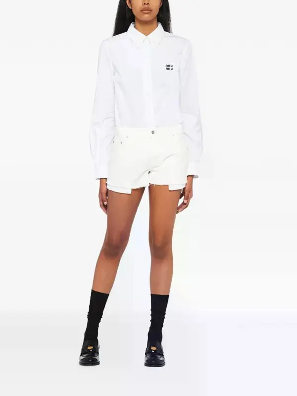 Miu Miu Denim Shorts With Raw Edges