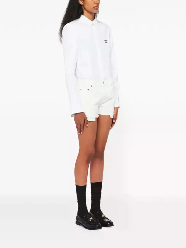 Miu Miu Denim Shorts With Raw Edges