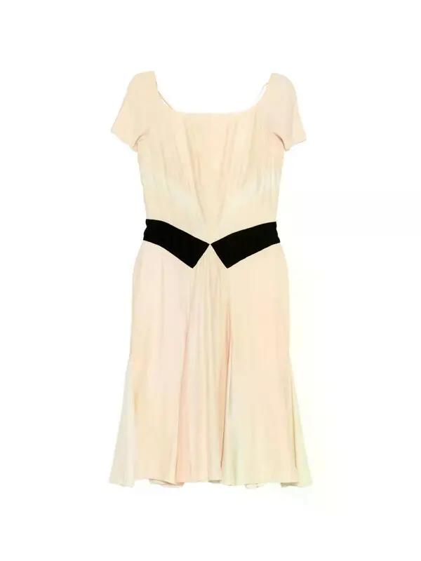 Prada Beige Silk Pleated Dress