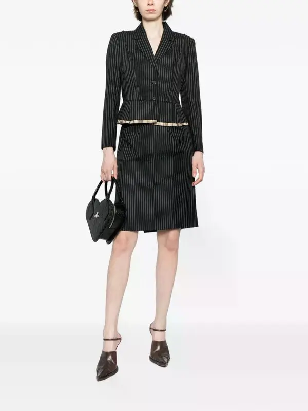 LOUIS VUITTON Striped Skirt Suit Set - Black