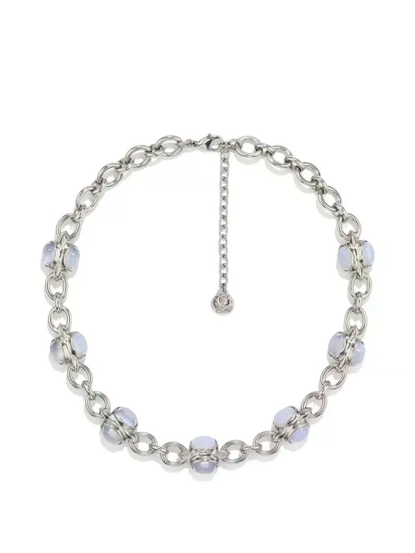 GOOSSENS Chalcedony Embellished -tone Brass Necklace - Silver