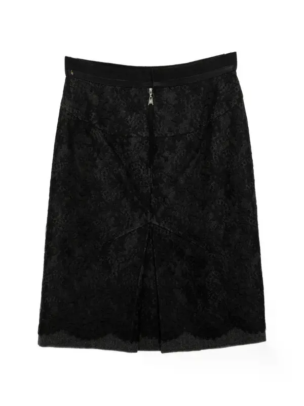 LOUIS VUITTON Lace Overlay Wool Skirt