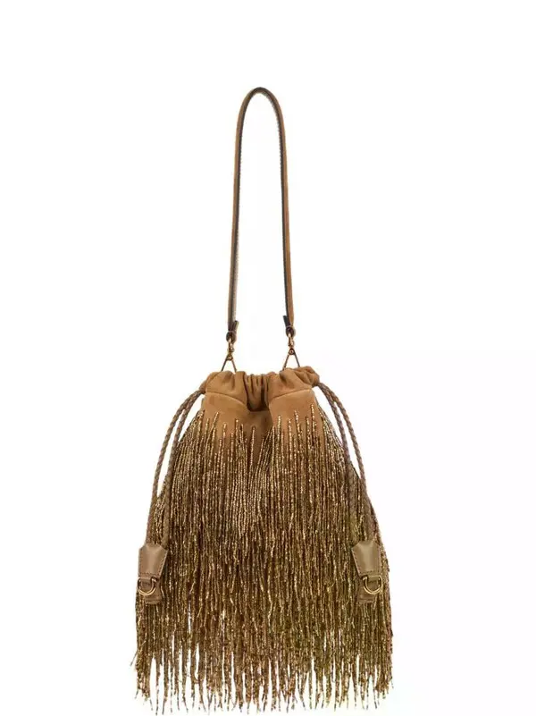 Etro Small Suede Kalispera Bag With Bead Fringes - Gold