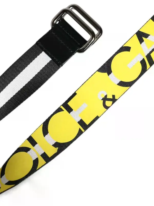 Dolce & Gabbana Striped Logo Print Belt