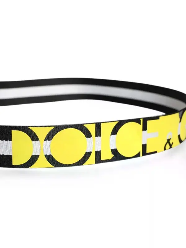 Dolce & Gabbana Striped Logo Print Belt