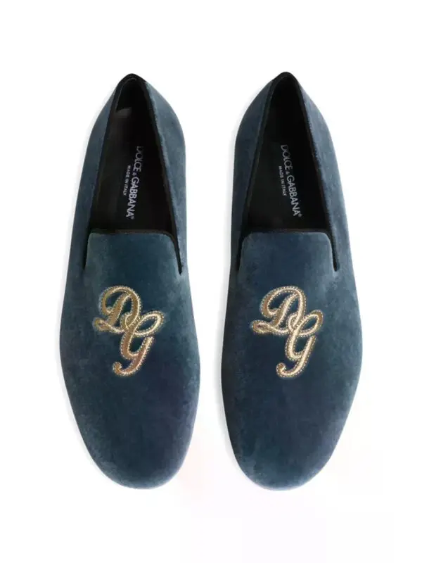 Dolce & Gabbana Velvet Dg Logo Loafers