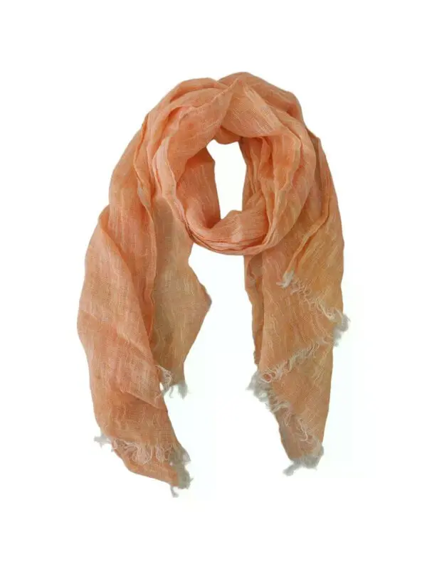 Malo Frayed Linen Scarf - Orange