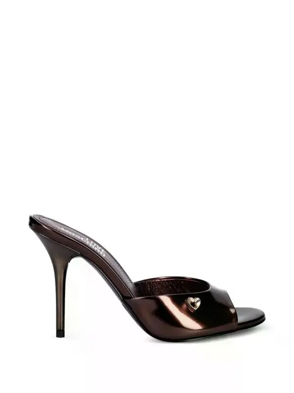 Moschino Patent Heart Plaque Stiletto Sandals