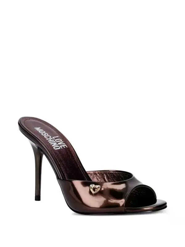 Moschino Patent Heart Plaque Stiletto Sandals