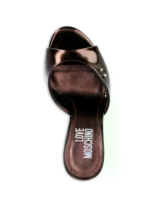 Moschino Patent Heart Plaque Stiletto Sandals