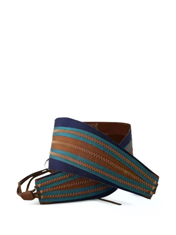 EXTE Wide Striped Tie-fastening Belt