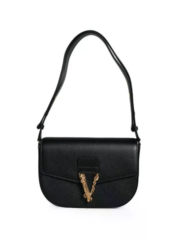 Versace La Medusa Grained Leather Shoulder Bag