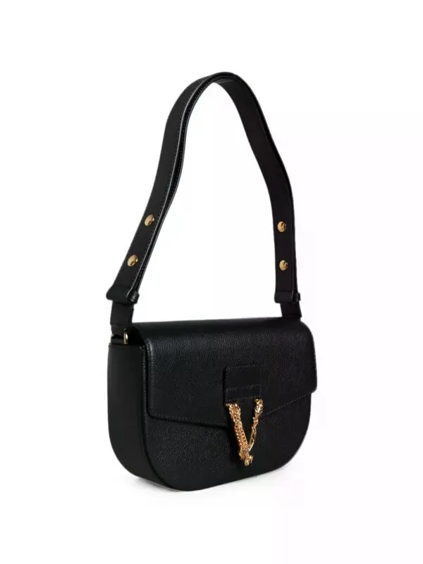 Versace La Medusa Grained Leather Shoulder Bag