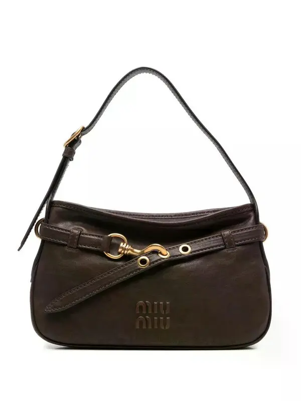 Miu Miu Embossed Logo Buckle-strap Shoulder Bag