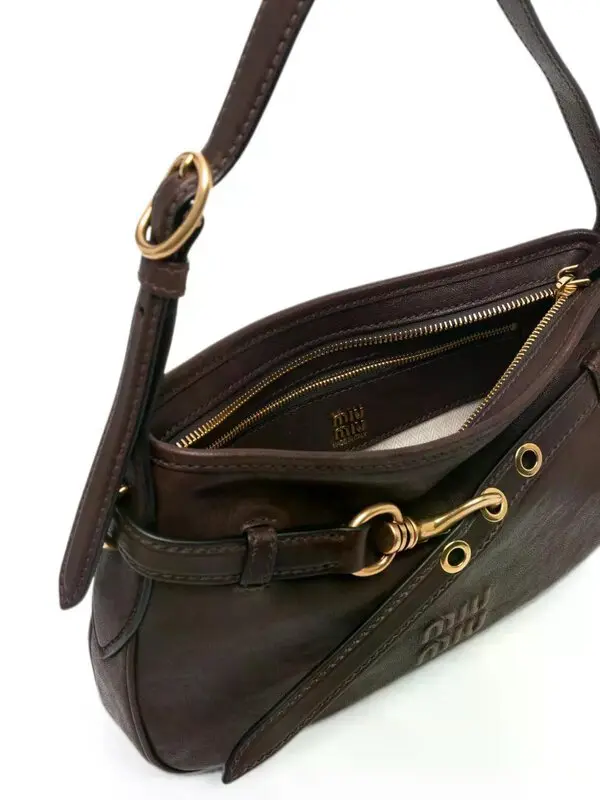 Miu Miu Embossed Logo Buckle-strap Shoulder Bag