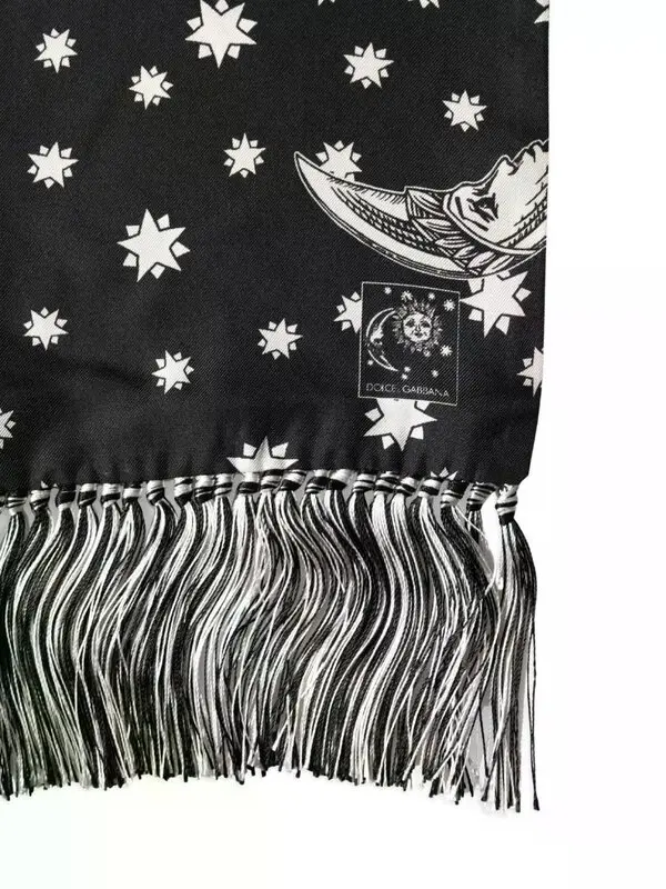 Dolce & Gabbana Celestial-print Fringed-detail Scarf