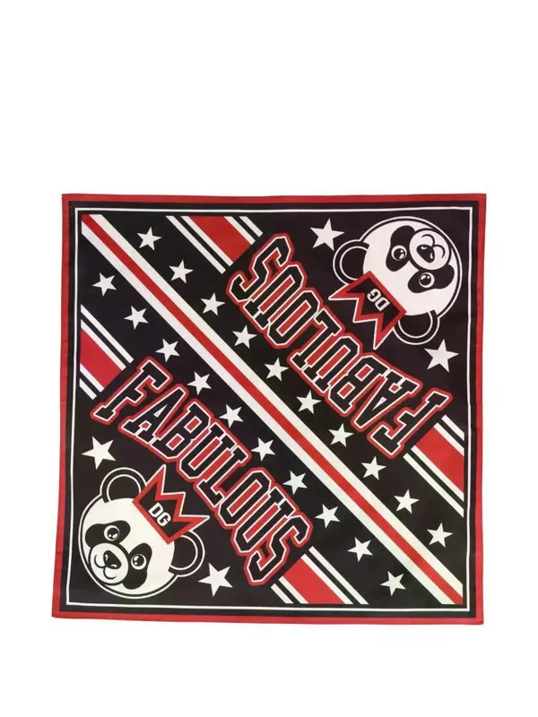 Dolce & Gabbana Cotton Panda-print Scarf - Black