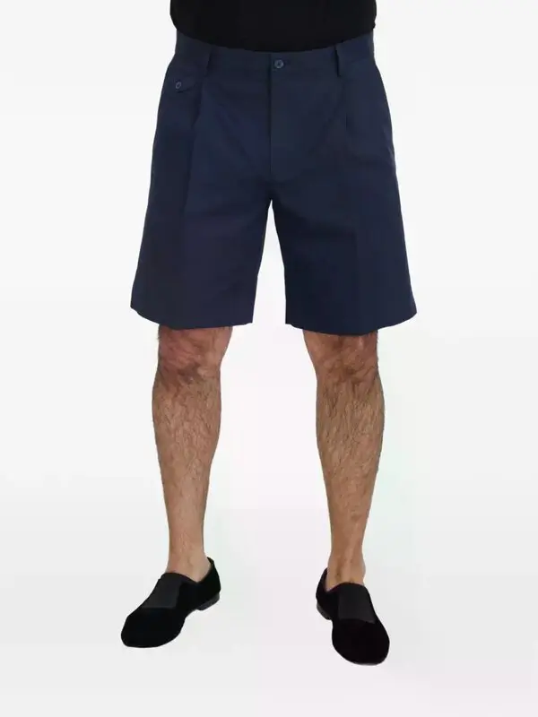 Dolce & Gabbana Navy Wool Pleated Chino Shorts