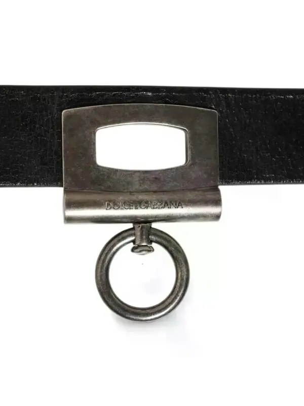 Dolce & Gabbana Grained Leather Ring Detail Belt