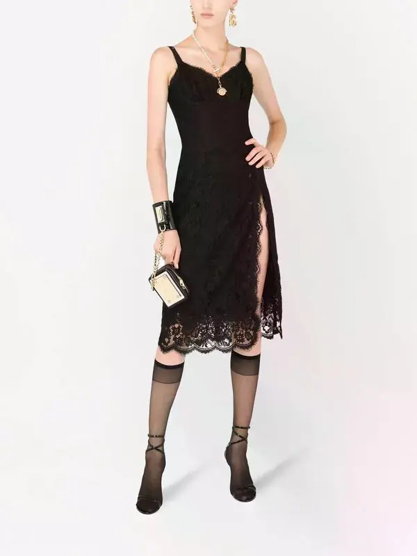Dolce & Gabbana Lace-trimmed Ruched Midi Dress