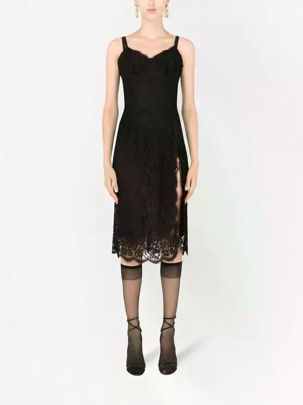 Dolce & Gabbana Lace-trimmed Ruched Midi Dress