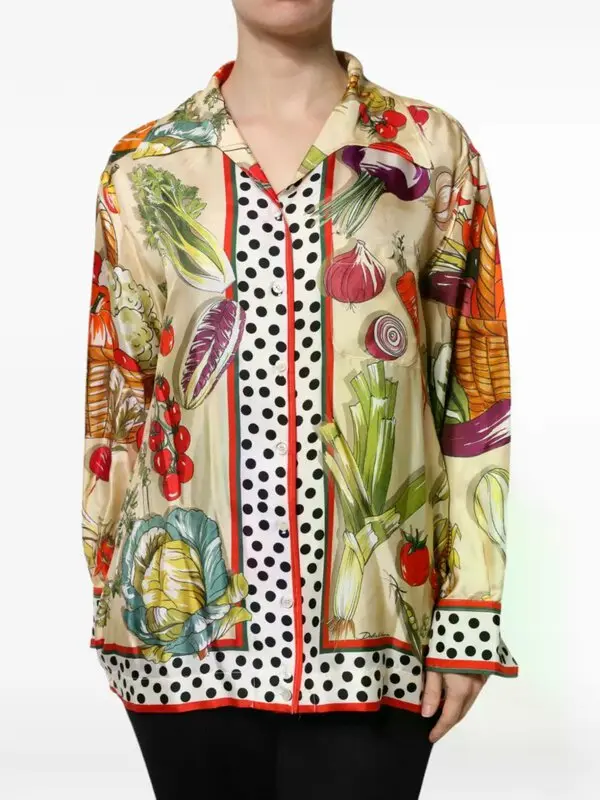 Dolce & Gabbana Vegetable Print Silk Shirt