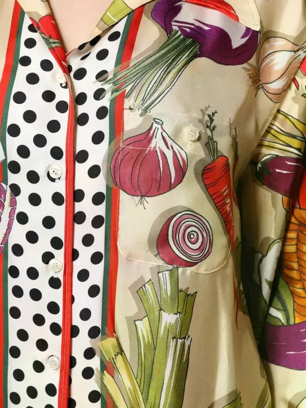 Dolce & Gabbana Vegetable Print Silk Shirt