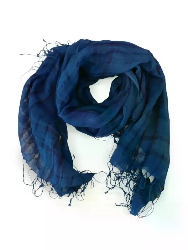 Costume National Chequered Fringed Scarf - Blue