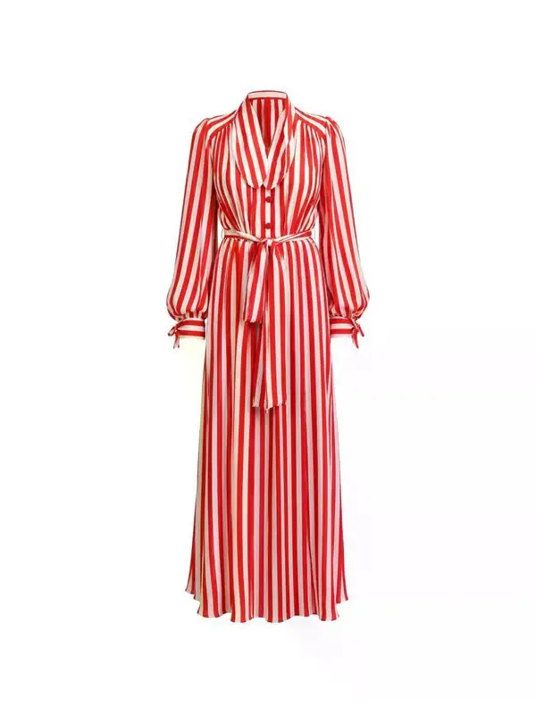 Dolce & Gabbana Striped Pussy-bow Maxi Dress