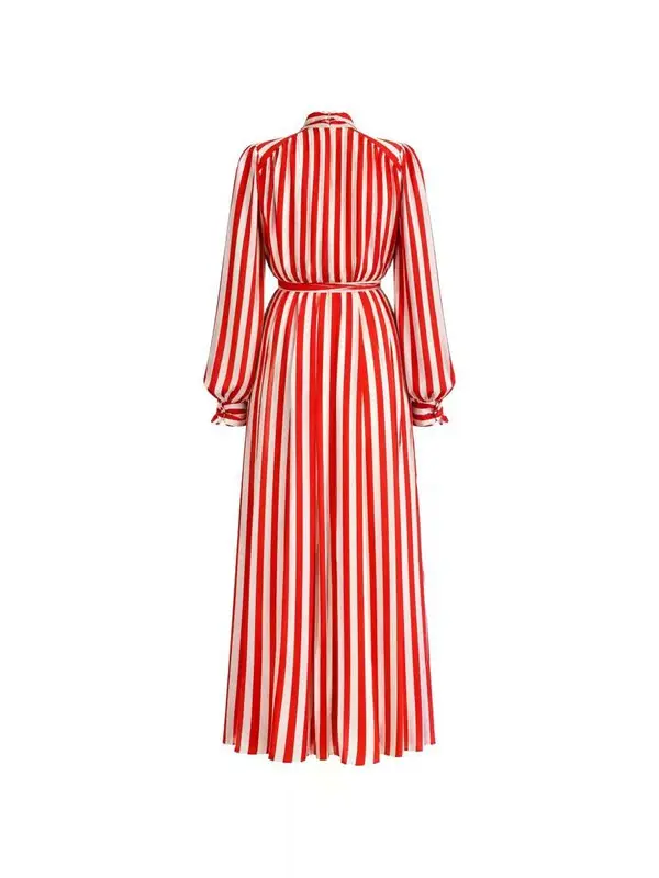 Dolce & Gabbana Striped Pussy-bow Maxi Dress