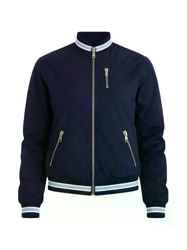 John Galliano Logo Print Striped Trim Jacket