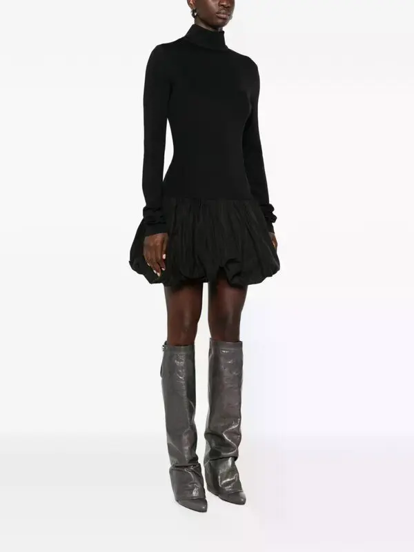 Off-White High-neck Puff-skirt Mini Dress