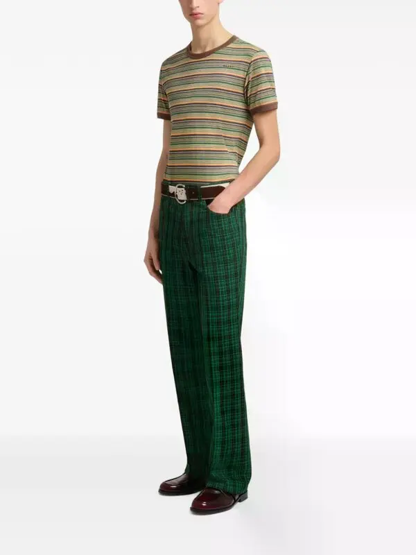 Marni Checked Wool Trousers - Green