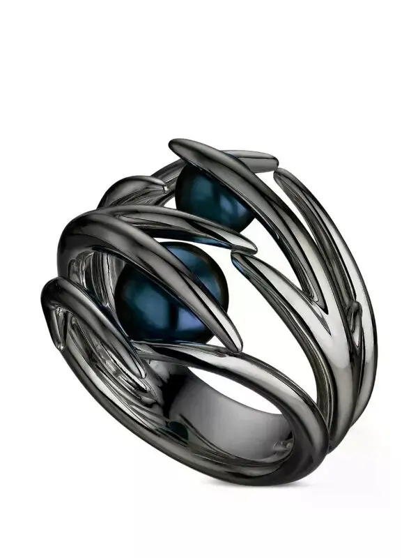 SHAUN LEANE Hook Pearl Ring - Black