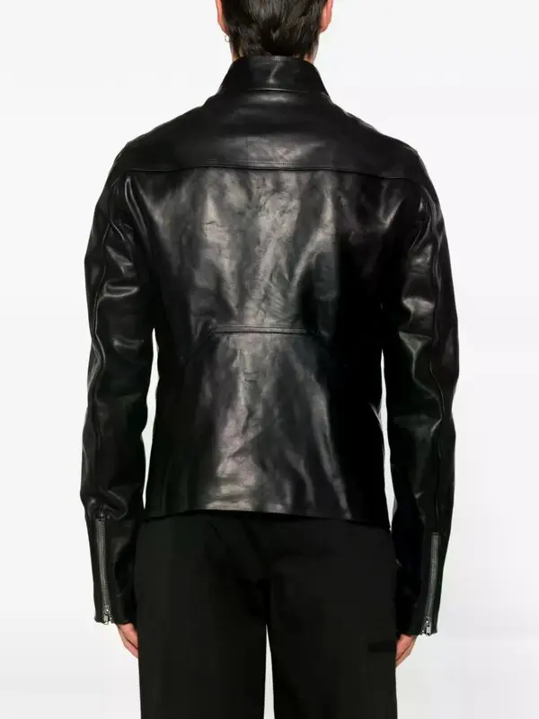 Rick Owens Asymmetrical Zip Leather Jacket