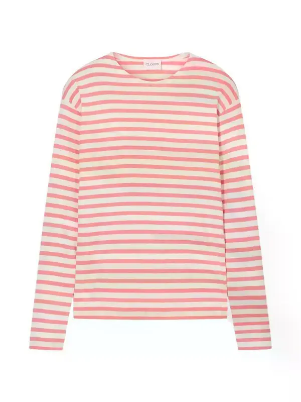 Closed Horizontal Stripe Long Sleeve T-shirt