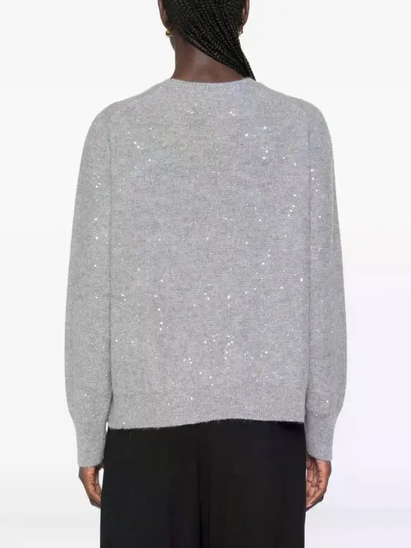 Fabiana Filippi Sequin Embellished Crew Neck Sweater - Grey