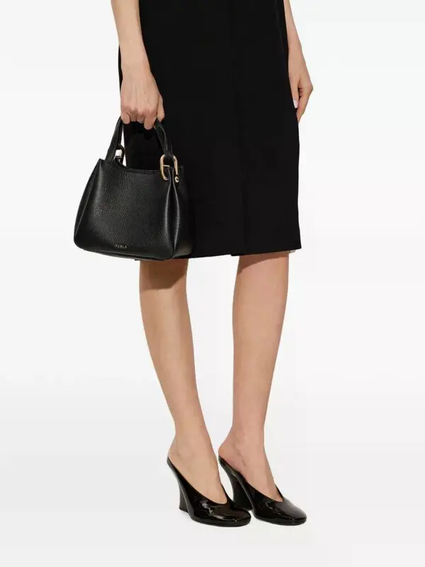 Furla Mini Nuvola Grained Leather Tote Bag - Black
