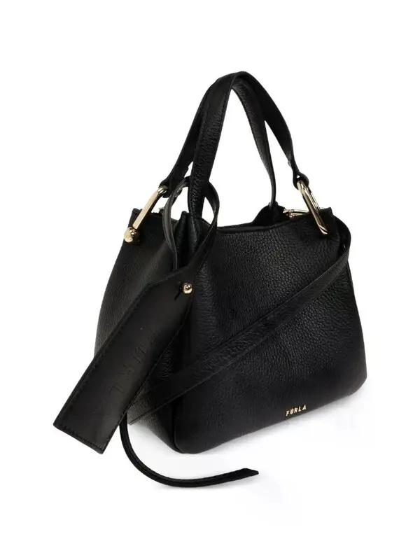 Furla Mini Nuvola Grained Leather Tote Bag - Black