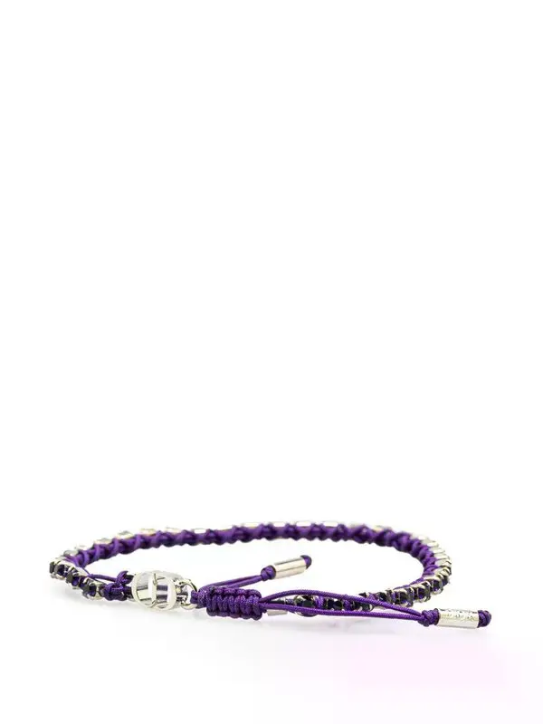 Dior Palladium Plated Crystal Technical Rope Bracelet - Silver